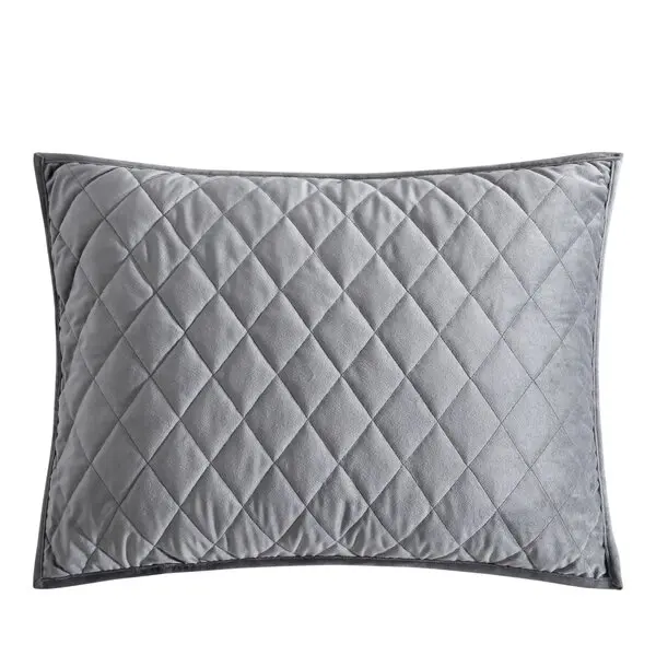 Vera Wang Diamond Velvet Quilt Set, Queen - Soft Charcoal