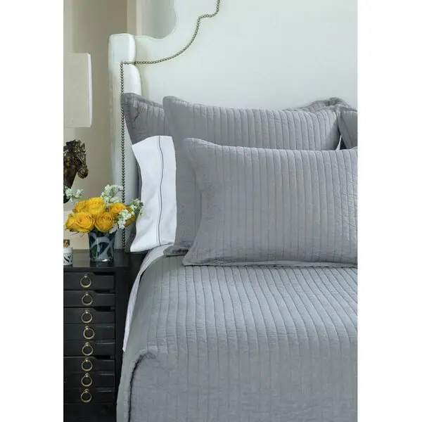LILI ALESSANDRA Tessa Quilted Pillow, King - Light Gray