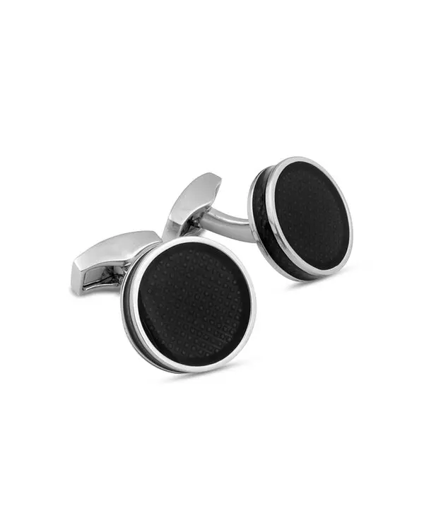 Tateossian Enamel Round Cufflinks - Black