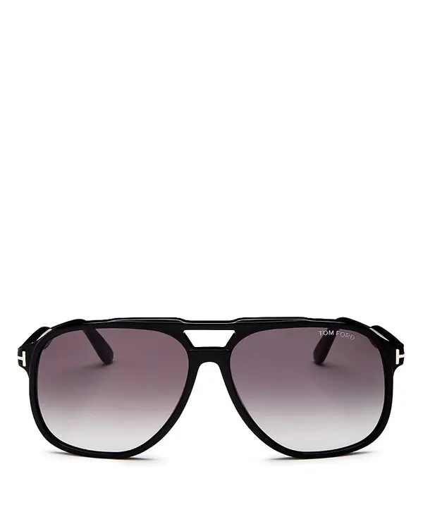 TOM FORD Raoul Brow Bar Aviator Sunglasses - Shiny Black/smoke