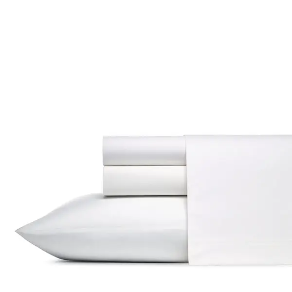Vera Wang Solid Cotton Percale Sheet Set, Queen - White