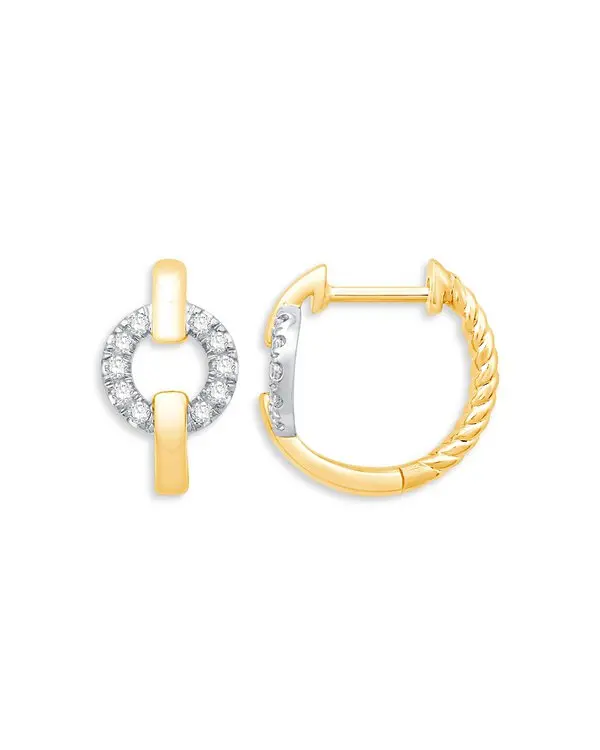 Bloomingdale'S Diamond Huggie Hoop Earrings In 14k Gold - Yellow/white