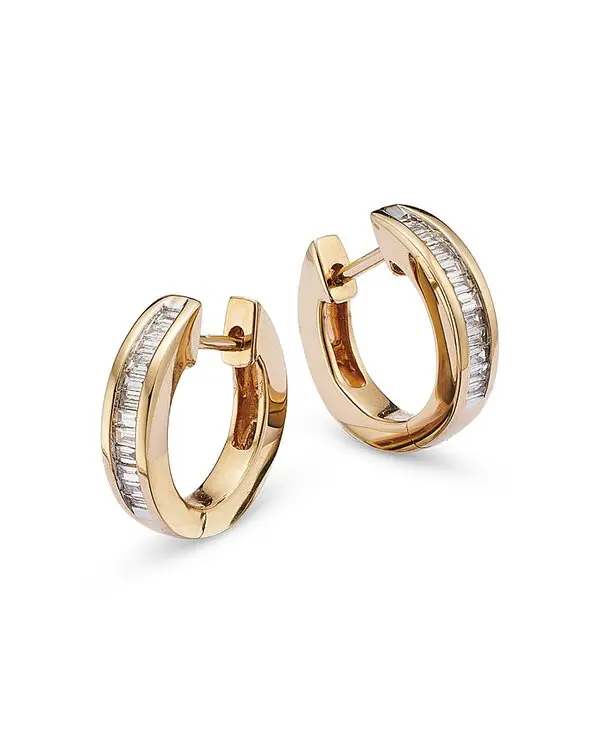 Bloomingdale'S Channel Set Diamond Hoop Earrings - White/gold