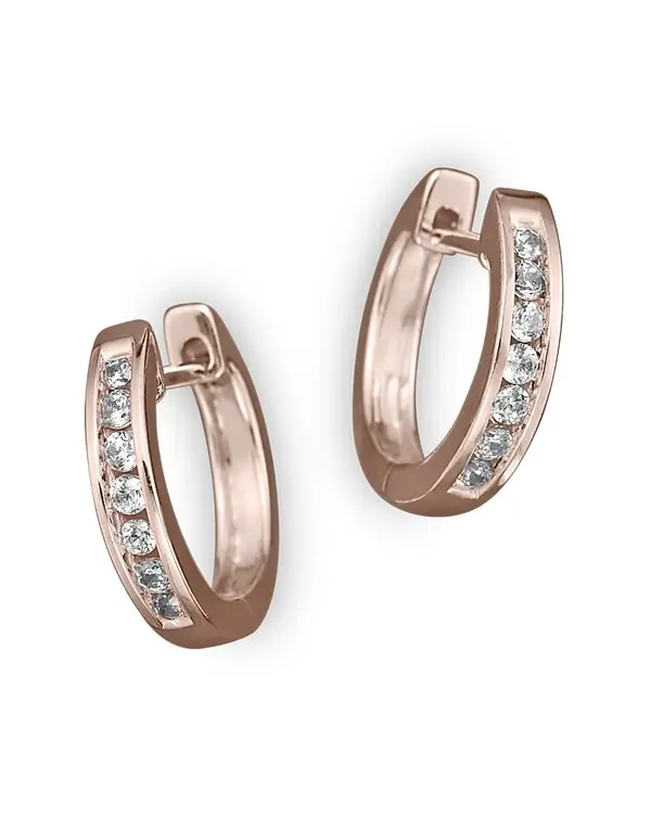 Bloomingdale'S 14k Diamond Huggie Hoop Earrings - Rose Gold