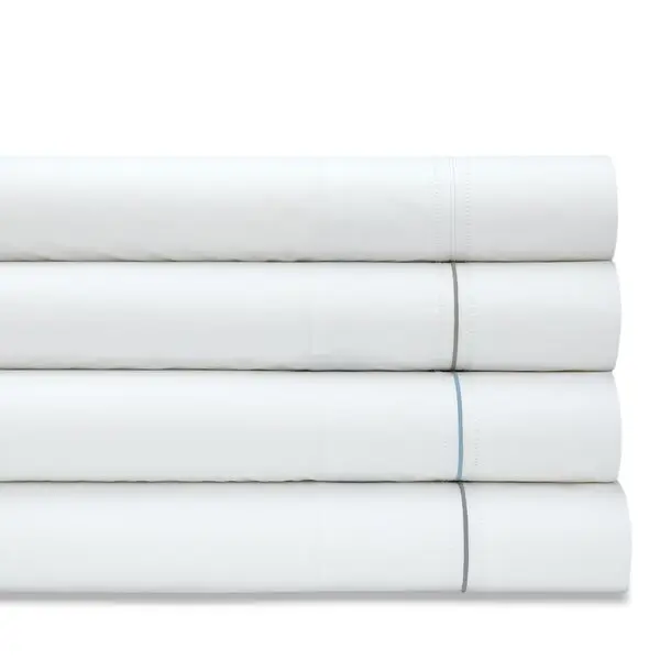 LILI ALESSANDRA Bella Cotton Sheet Set, Queen - White/silver