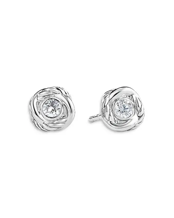 David Yurman 18k Gold Diamond Stud Earrings - White