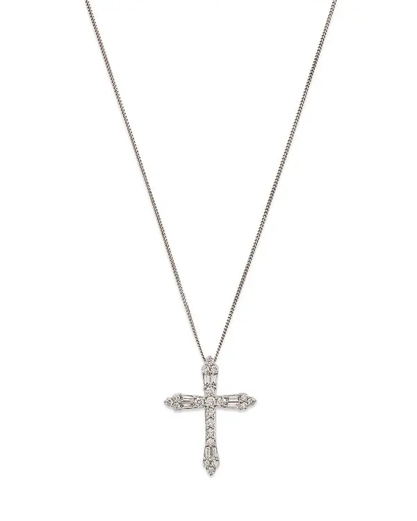 Bloomingdale'S Diamond Cross Pendant Necklace - White