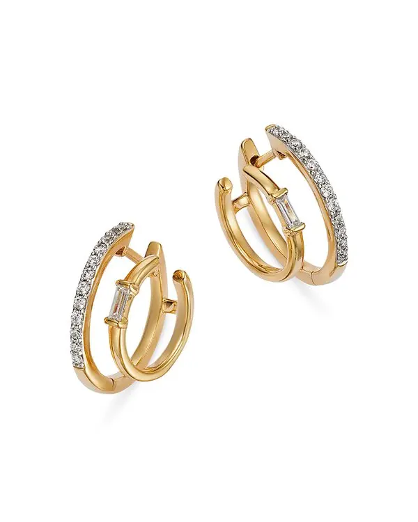 Bloomingdale'S Diamond Double Hoop Earrings, 0.25 Tcw - Gold