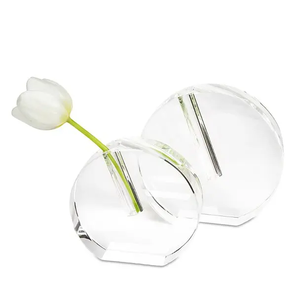TIZO Crystal Round Flat Vase, Large - Clear