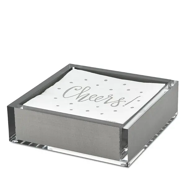 TIZO Lucite Tone Cocktail Napkin Tray - Silver