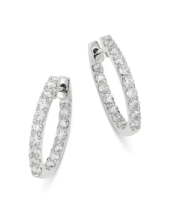 Bloomingdale'S Diamond Inside-out Oval Hoop Earrings, 1.0 Tcw - White