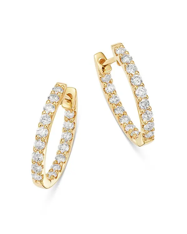 Bloomingdale'S Diamond Inside-out Oval Hoop Earrings - White/gold