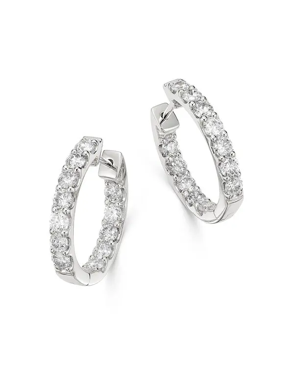 Bloomingdale'S Diamond Oval Inside Out Hoop Earrings, 2.0 Tcw - White