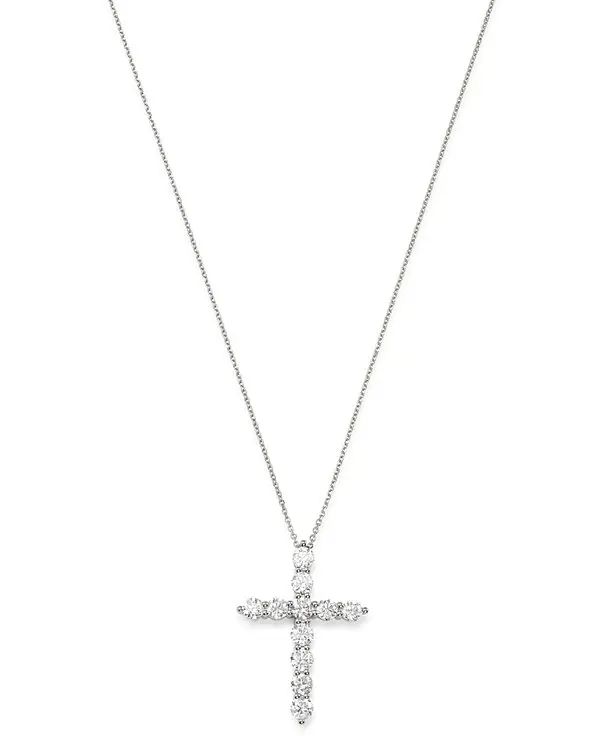 Bloomingdale'S Diamond Cross Pendant Necklace 2.0 Tcw - White