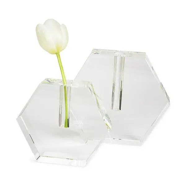 TIZO Crystal Hexagon Flat Vase, Large - Clear