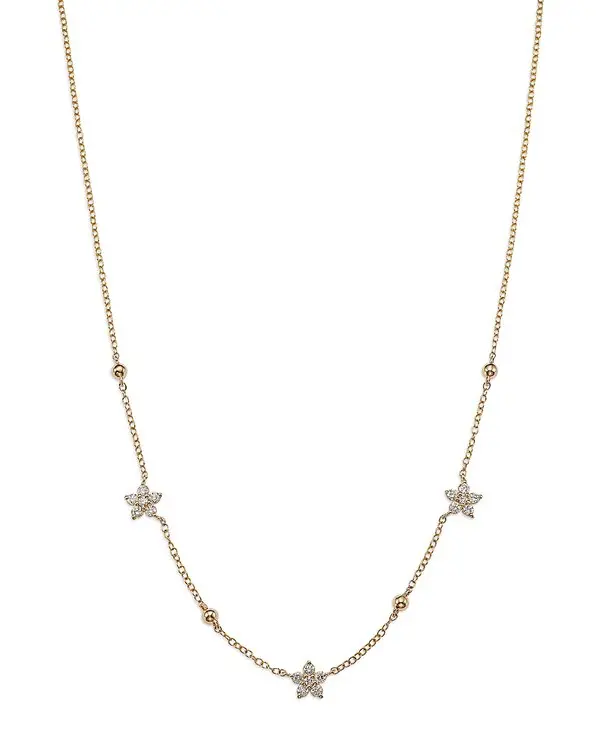 Bloomingdale'S Diamond And 14k Yellow Starflower Station Necklace - Gold