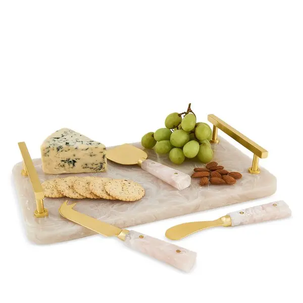 TIZO 3-piece Cheese Set With Resin Handles - Natural Ivory/gold