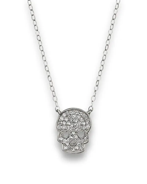 Bloomingdale'S 14k Gold Diamond Skull Pendant Necklace - White