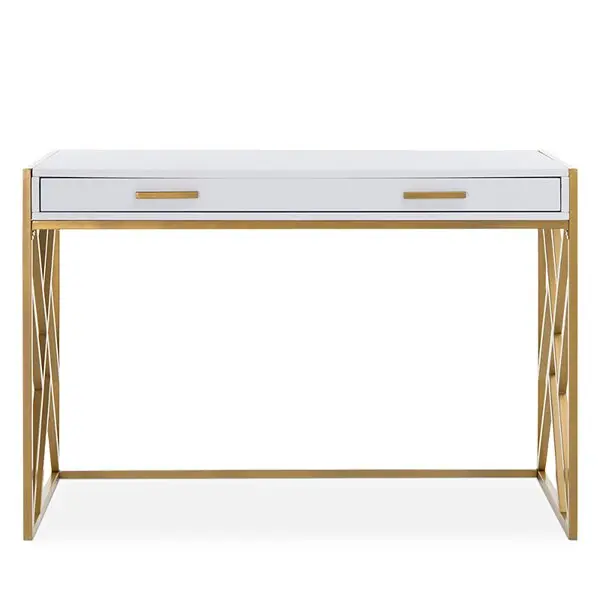 SAFAVIEH Elaine 1 Drawer Desk - White/gold