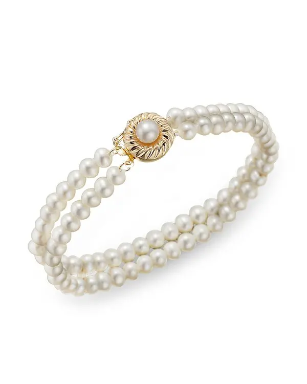 Bloomingdale'S Cultured Freshwater Pearl Two Row Bracelet In 14k Yellow Gold - Gold/white