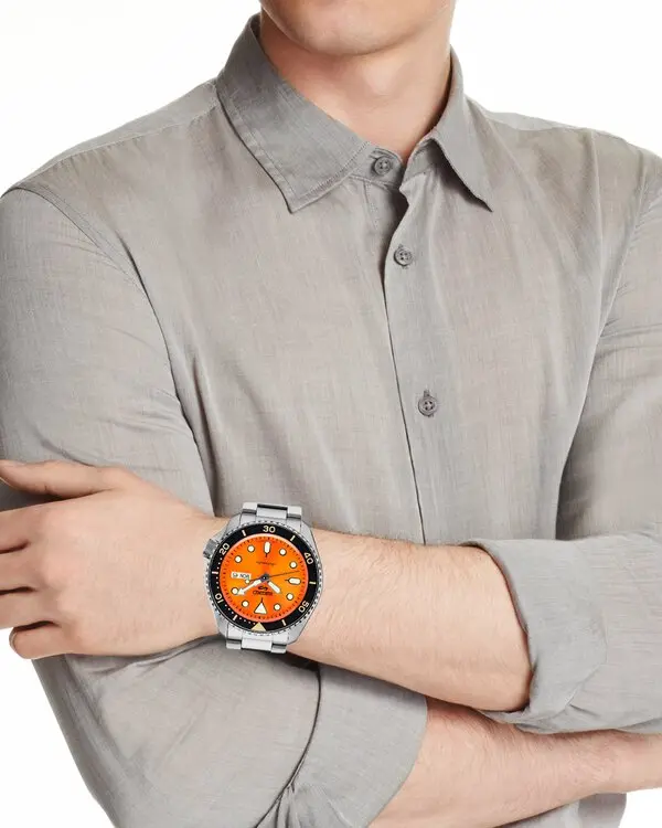 SEIKO 5 Automatic Sports Watch, 42.5mm - Orange/silver
