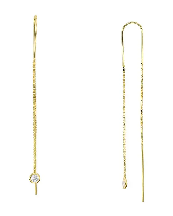 Aqua Sterling Dangling Threader Earrings - Gold