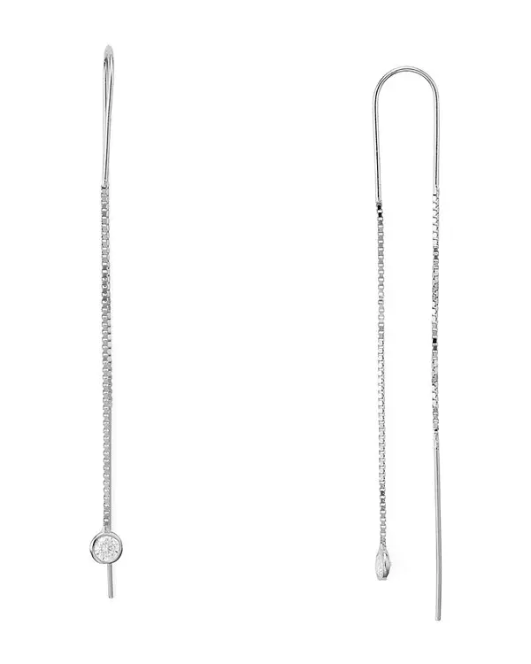 Aqua Sterling Dangling Threader Earrings - Silver
