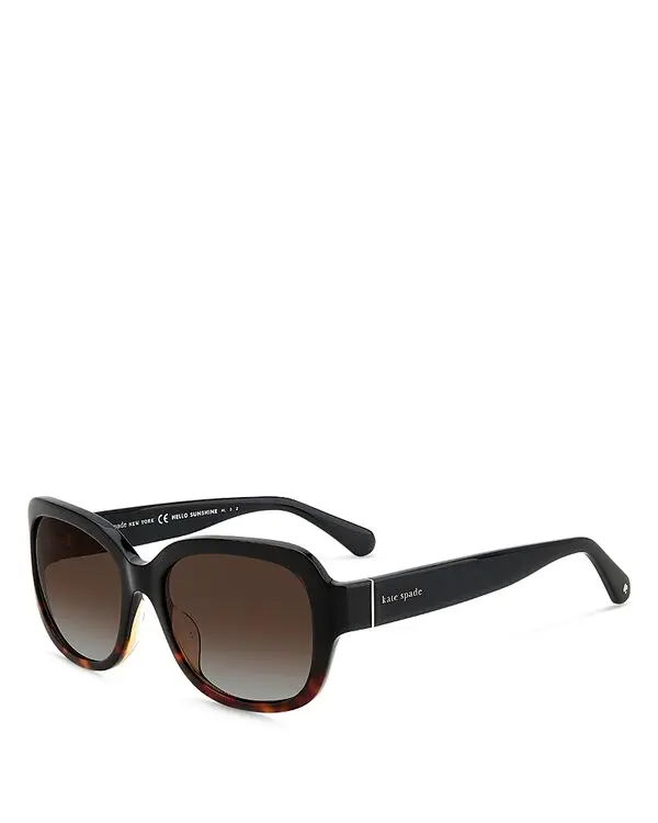 Kate Spade New York Layne Rectangular Sunglasses - Black Havana/brown Polarized Gradient