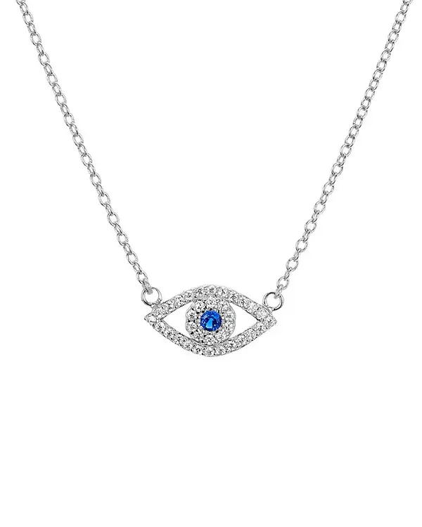 Aqua Sterling Evil Eye Pendant Necklace - Silver