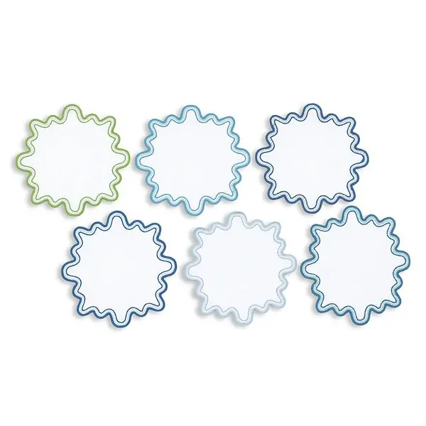 MATOUK Wave 6 Round Cocktail Napkins, Set Of 6 - Santorini