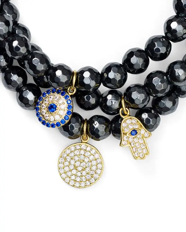 Aqua Beaded Bracelets In Sterling Silver