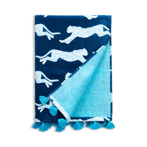MATOUK Schumacher Leaping Leopard Beach Towel - Navy