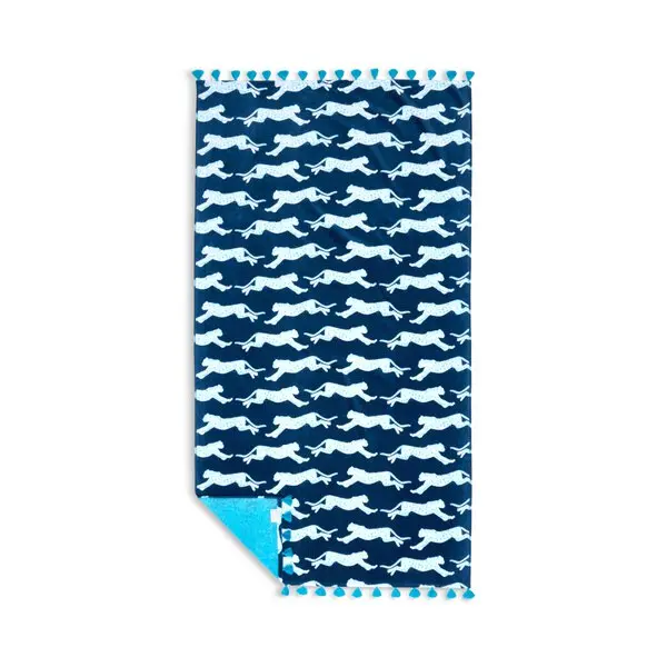 MATOUK Schumacher Leaping Leopard Beach Towel - Navy