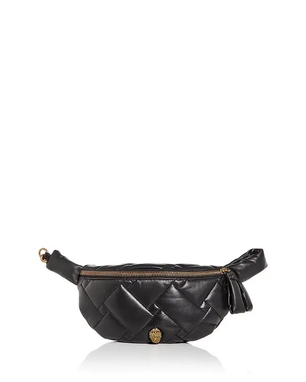 Kurt Geiger Kensington Quilted Leather Belt Bag In Black 