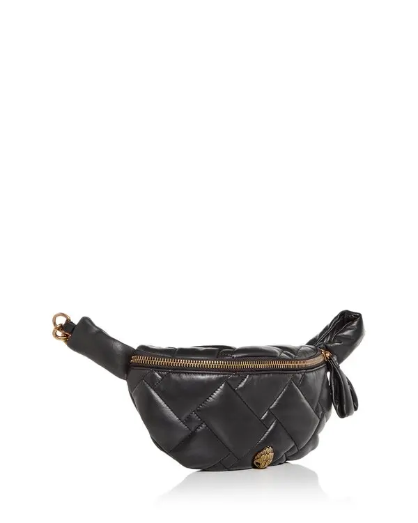 Kurt Geiger Black Quilted Belt Bag with Gold Accent SM KENSINGTON S BELTBAG Black Belt Bag by KURT GEIGER LONDON main image 3