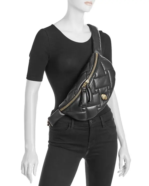 Kurt Geiger Black Quilted waist Belt w/ Bag L-XL Kurt Geiger Kensington Quilted Leather Belt Bag In Black  main image 4