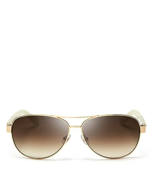 Kate Spade New York Dalia Aviator Sunglasses, 58mm - Gold/ivory/dark Brown Gradient