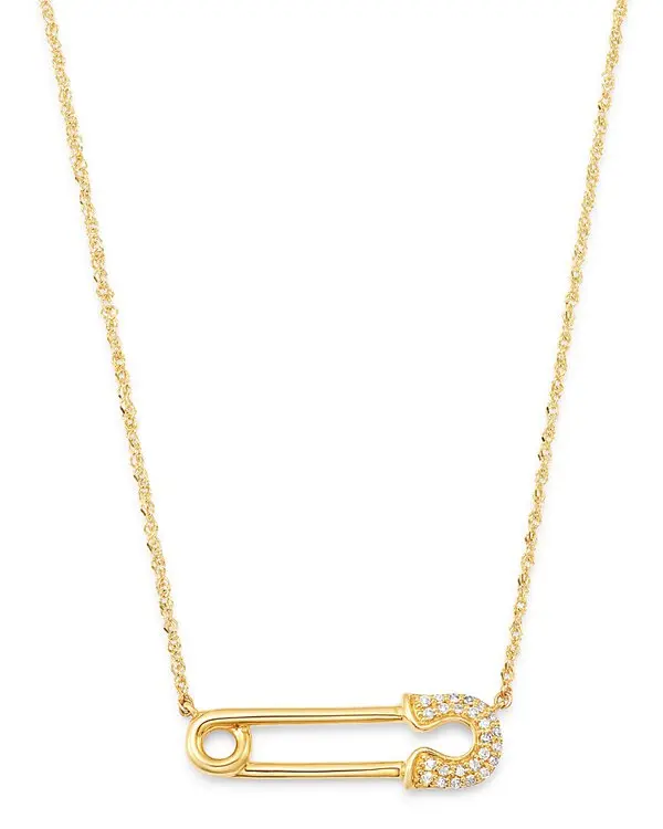 Bloomingdale'S Diamond Safety Pin Pendant Necklace - White/gold
