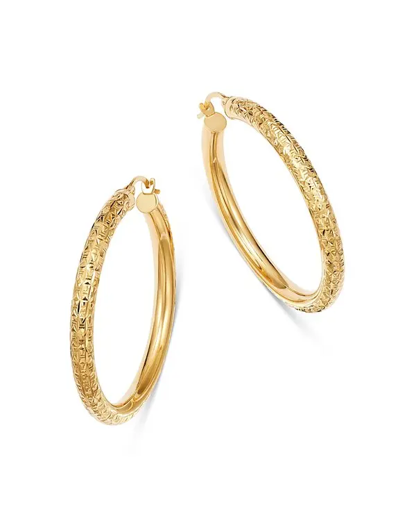 Bloomingdale'S 14k Yellow Diamond-cut Tube Hoop Earrings - Gold