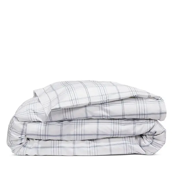 MATOUK August Plaid Duvet Cover, Full/queen - Navy