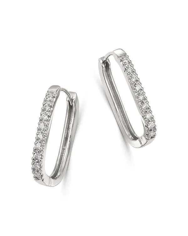 Bloomingdale'S Diamond And 14k Gold Square Hoop Earrings - White