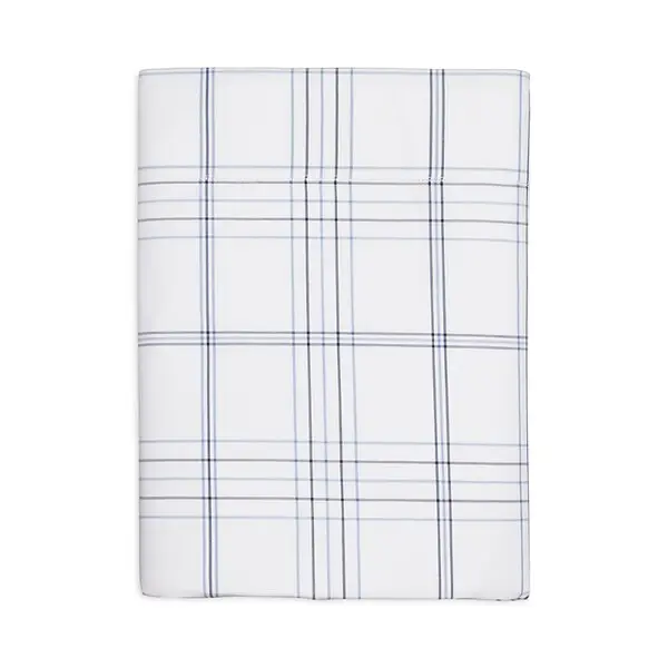 MATOUK August Plaid Flat Sheet, Full/queen - Navy