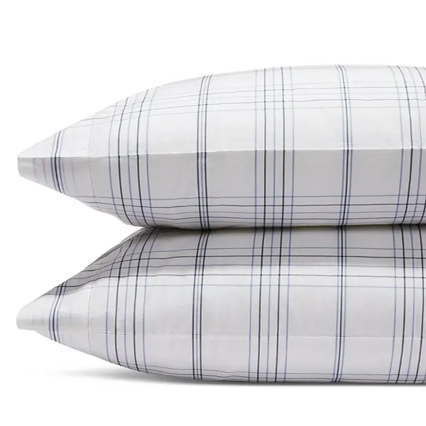 MATOUK August Plaid King Pillowcase, Pair - Navy