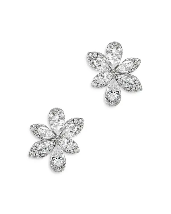 Bloomingdale'S 14k Gold 1.0 Tcw Diamond Flower Stud Earrings - White