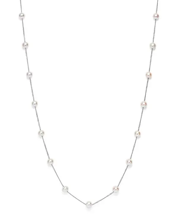 Bloomingdale'S Cultured Freshwater Pearl Station Necklace 16 In 14k White Gold - White/gold