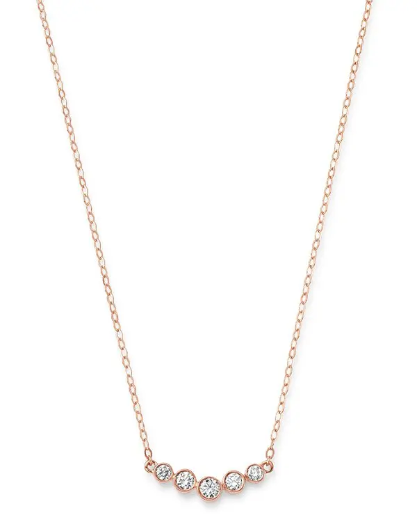 Bloomingdale'S Diamond Bar Station Necklace In 14k Rose Gold - White/rose Gold