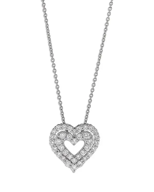 Bloomingdale'S Diamond Double Heart Pendant Necklace - White
