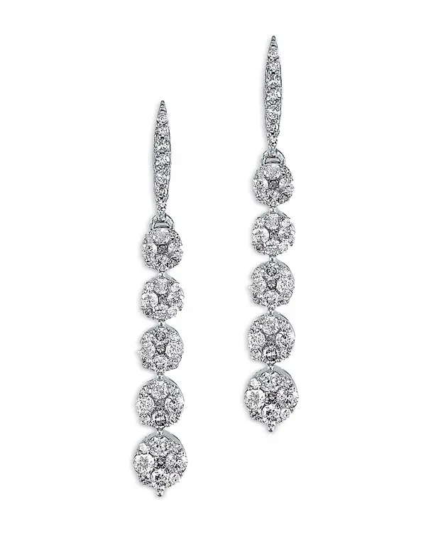 Bloomingdale'S Diamond Cluster Linear Earrings, 1.0 Tcw - White