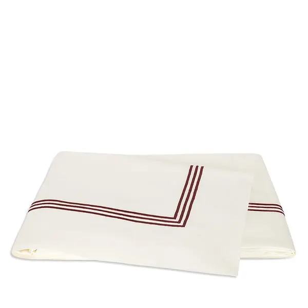 MATOUK Bel Tempo Nocturne Flat Sheet, Full/queen - Ivory/red