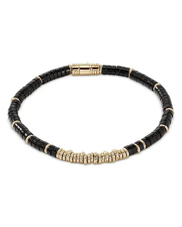 John Hardy 14k Yellow Gold Onyx Bracelet - Black